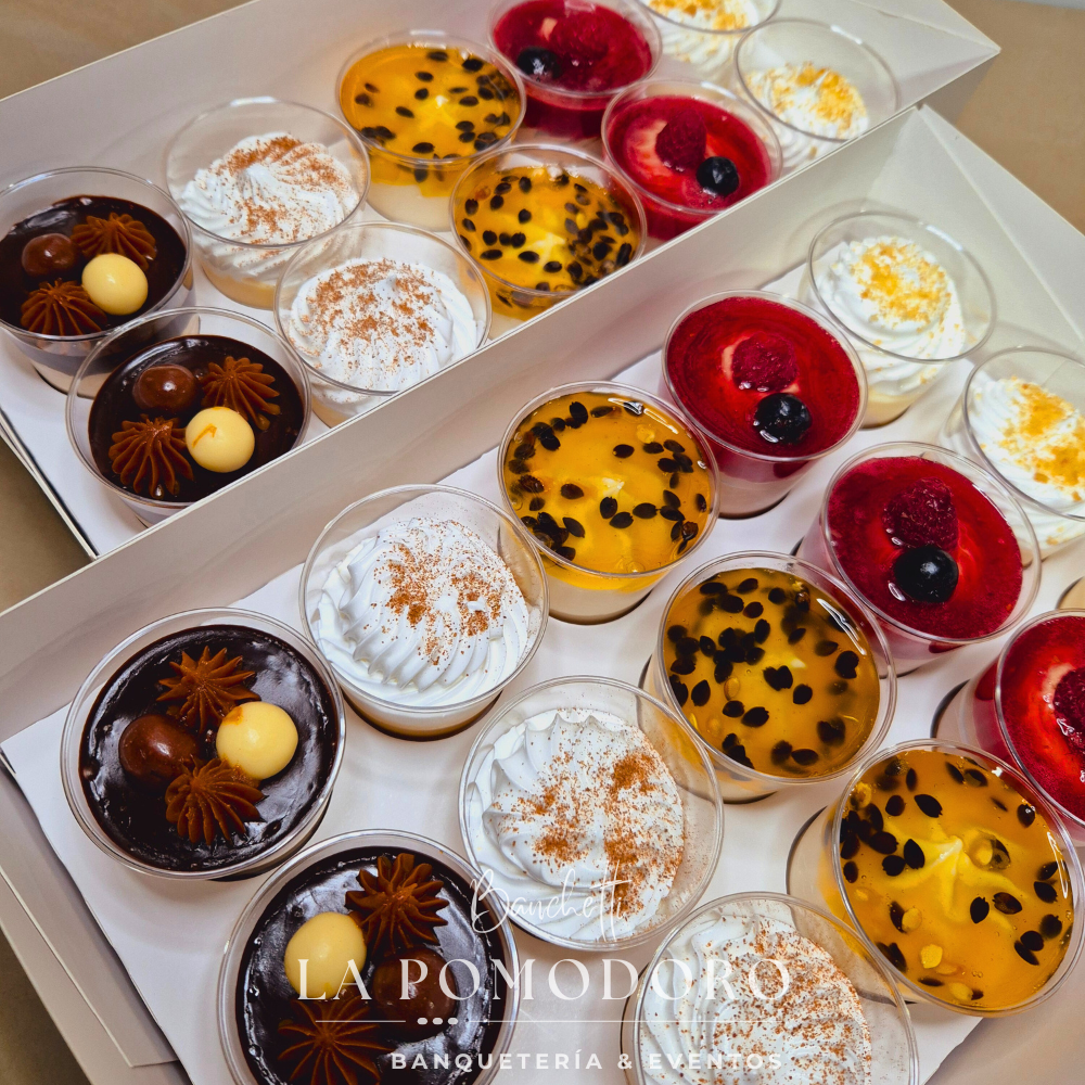 25 shot de postres 5 variedades (suspiro, pie de limón, manjarate ...